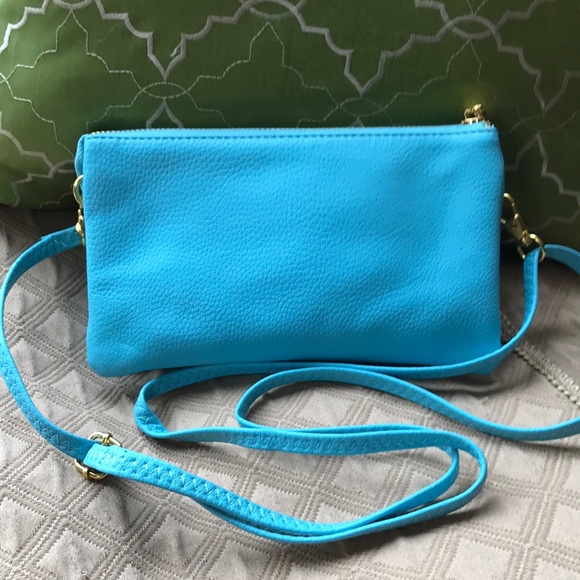 Bags | Crossbody Turquoise Blue Bag Zipper Top Opens To Lots Of Storage ...